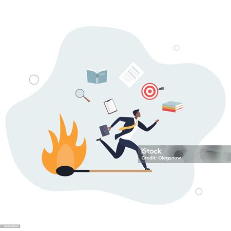 불타는 성냥개비flat 벡터 일러스트 레이 션에 생산적인 사업가 겁먹은에 대한 스톡 벡터 아트 및 기타 이미지 겁먹은 기업