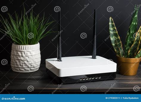 White Wifi Router Table Generate Ai Stock Illustration Illustration