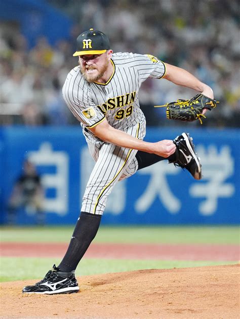 【阪神】ビーズリーが不運な安打から同点許す 左翼前川右京ライナー捕球できず後逸、照明の光か プロ野球写真ニュース 日刊スポーツ