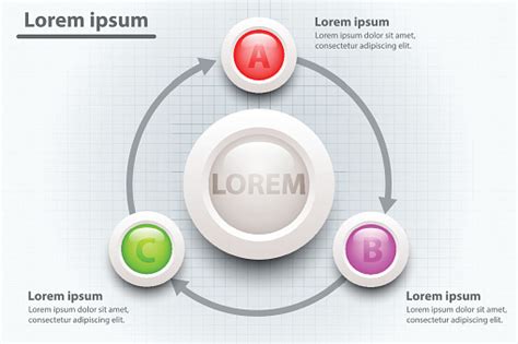 다채로운 3 주제 3d 종이 원 웹사이트 프레 젠 테이 션 커버 포스터 벡터 디자인 Infographic 그림 개념을 위한 센터에 화이트 서클 0명에 대한 스톡 벡터 아트