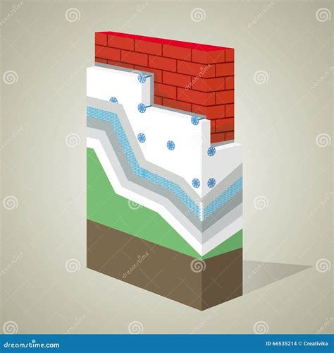 Polystyrene Thermal Insulation Layered Scheme Stock Vector Illustration Of Plasterwork Heat