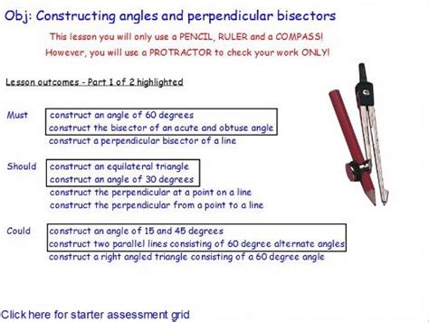 Construction Angles And Perpendicular Bisectors Lesson Observation Teaching Resources