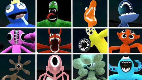 All New Garrys Concepts Jumpscares In Rainbow Friends Roblox Youtube