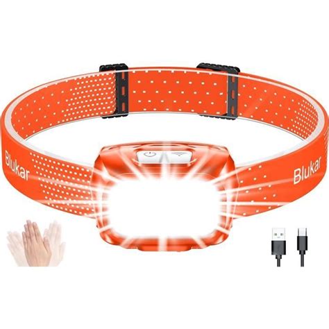 Blukar Lampe Frontale Rechargeable Super Lneux Léger Torche Frontale LED Puissante avec Voyant