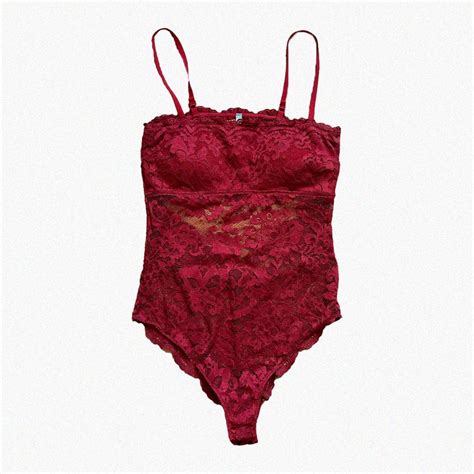 Miyu Red Lace Bodysuit ️ Wireless Delicate Floral Depop