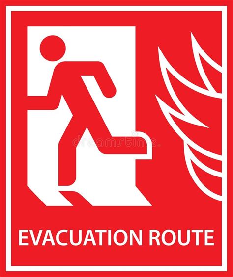 Evacuation Route Sign Running Man And Exit Door Exit Way Icon Emergency Exit Stock
