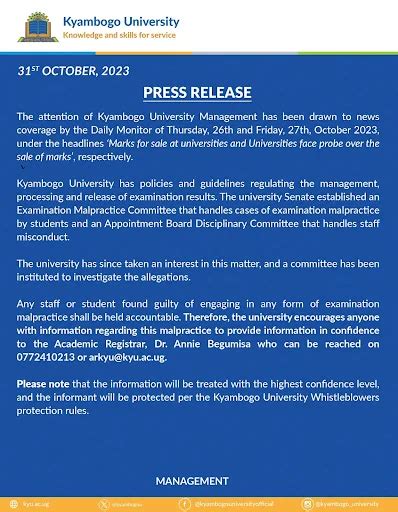 Kyambogo University Responds To Sex And Marks For Sale Scandals