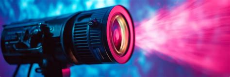 A Closeup Shot Of A Powerful Stage Spotlight Casting A Vibrant Pink
