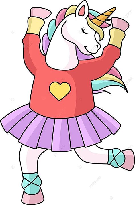 Unicorn Ballerina Dancing Cartoon Clipart Dancing Hand Drawn
