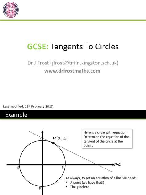 Gcse Tangentstocircles Pdf Circle Tangent
