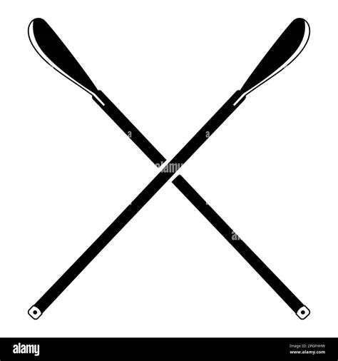 Crossed Oars In Lineart Canoe Paddles Vector Illustration Isolated On