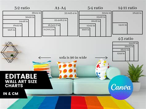Editable Horizontal Ratio Size Guide Wall Art Size Guide Frame Size
