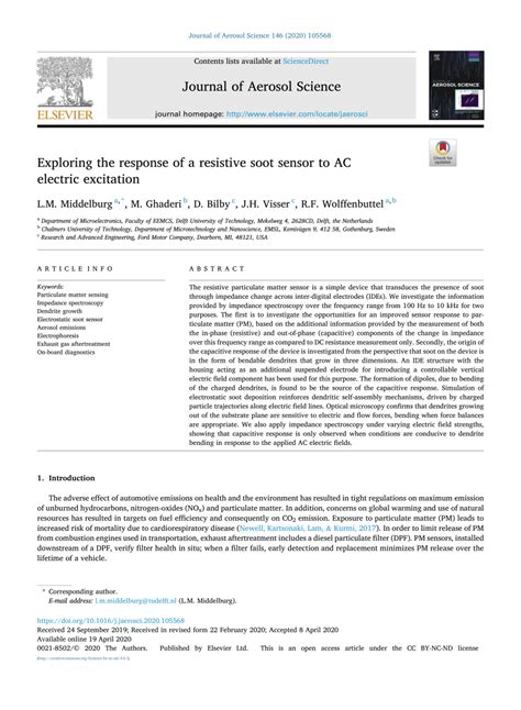 Pdf Exploring The Response Of A Resistive Soot Sensor To Ac Electric Excitation