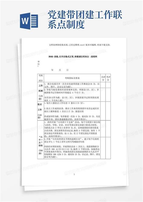 党建带团建工作考核评分细则word模板下载编号lagpyxev熊猫办公