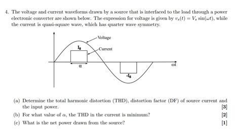 Solved The Voltage And Current Waveforms Drawn By A Source Chegg Com