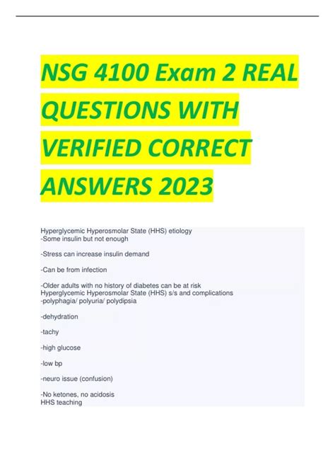 NSG 4100 Exam 2 REAL QUESTIONS WITH VERIFIED CORRECT ANSWERS 2023 NSG
