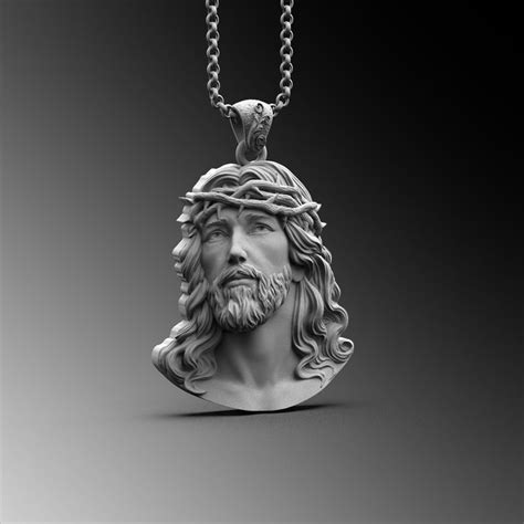 Silver Jesus Pendant Men Jesus Christ Necklace Crucifix Necklace Men