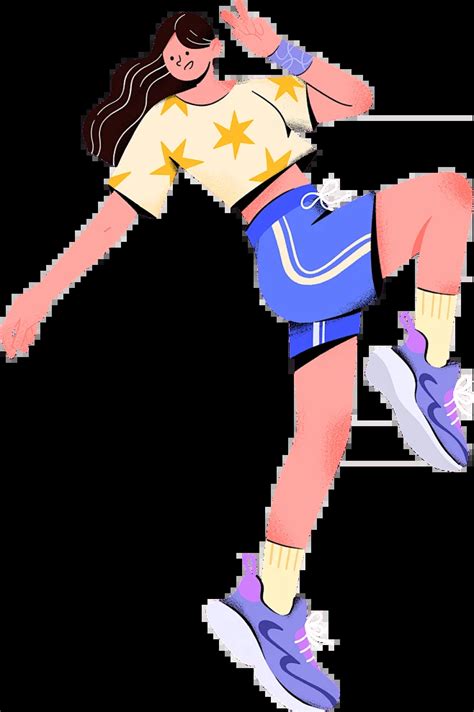 活力运动健身人物插画 运动女孩 花瓣网