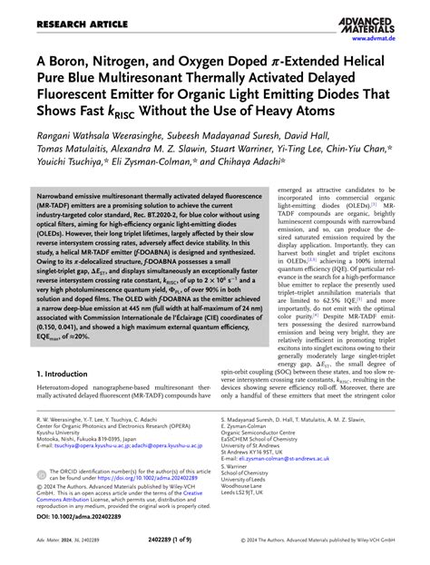 Pdf A Boron Nitrogen And Oxygen Doped π‐extended Helical Pure Blue