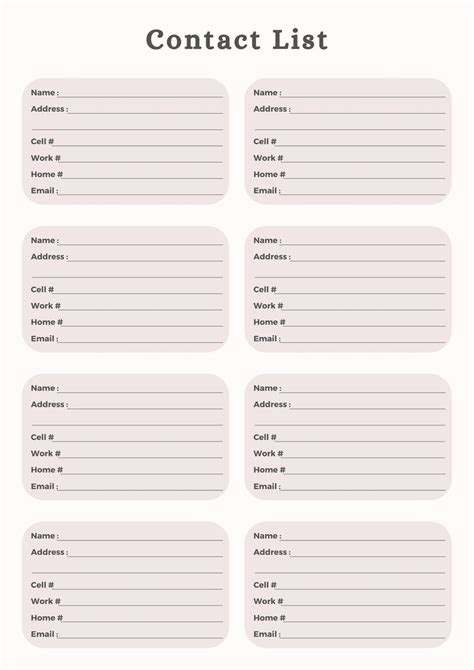 Minimal And Elegant Contact List Template