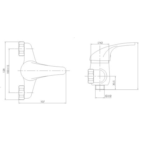 External Shower Mixer With Connection Center Distance 10 Cm Damast 12087