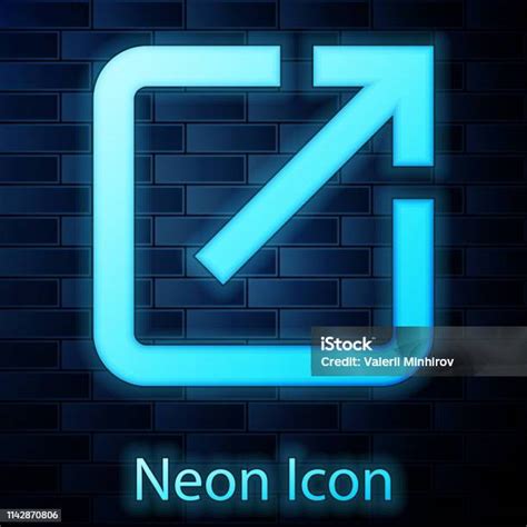 벽돌 벽 배경에 고립 된 새 창 아이콘에서 열 빛나는 네온 다른 탭 단추 기호를 엽니다 검색기 프레임 기호 외부 링크 기호입니다 벡터 일러스트 0명에 대한 스톡 벡터 아트