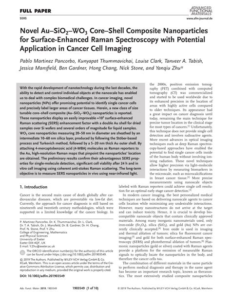 Pdf Novel Au Sio2 Wo3 Core Shell Composite Nanoparticles For Surface