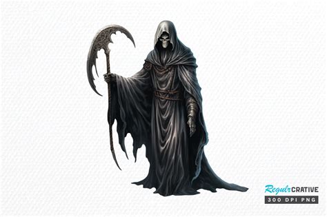 Watercolor Grim Reaper Clipart Design Graphic By Regulrcrative