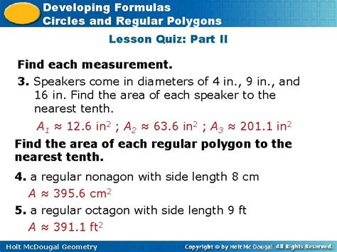 developing formulas circles andand regular polygons circles regular