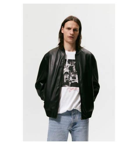 자라 Zara 에코 레더 봄버 재킷 남성 바시티 스타디움 캐주얼 자켓 티몬