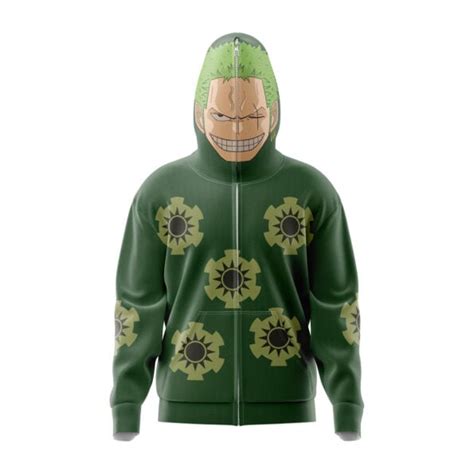 Zoro Wano One Piece Full Face Zip Hoodie Anime Ape