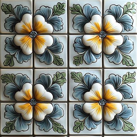 Decorative Ceramic Tile With Floral Pattern Stock Illustration Illustration Of Floral Glazed