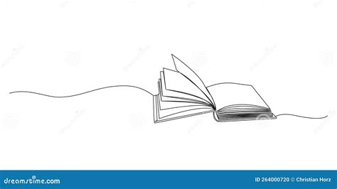 Continuous Single Line Drawing Of Open Book Stock Vector Illustration