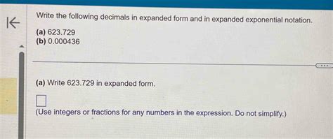 Solved Write The Following Decimals In Expanded Form And In Expanded