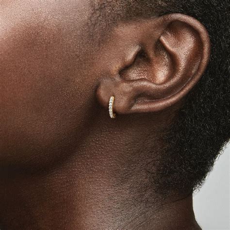 Sparkling Huggie Hoop Earrings Gold Plated Pandora Us