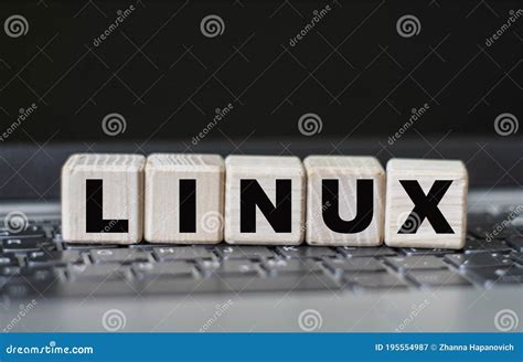 Concept Word LINUX On Cubes On The Background Of A Laptop Stock Image Image Of Concept Online