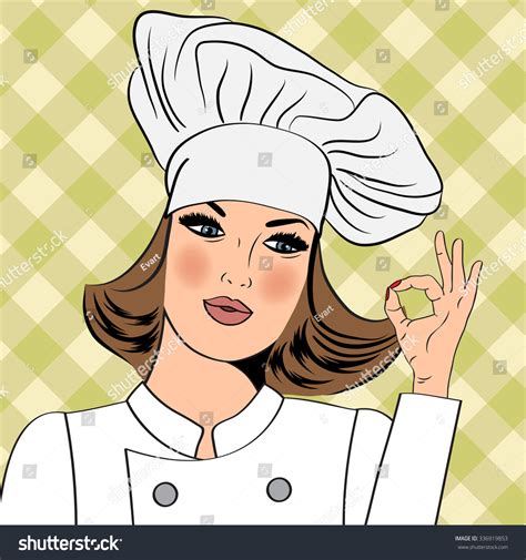Sexy Chef Woman Uniform Gesturing Ok Stock Vector Royalty Free