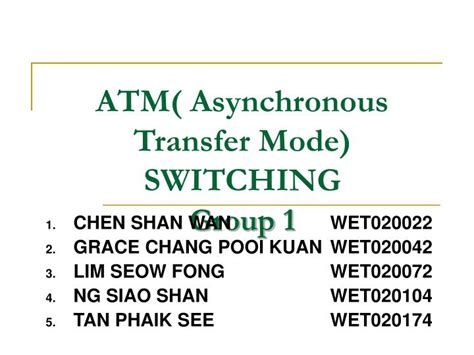 Ppt Atm Asynchronous Transfer Mode Switching Group 1 Powerpoint Presentation Id3086231