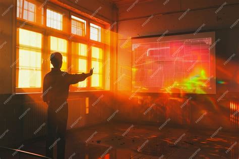 Teacher Using A Projector Premium Ai Generated Image