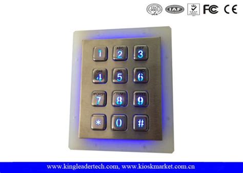 Outdoor Security Backlit Metal Keypad Vandal Resistant Garage Illuminated Numeric Keypad For