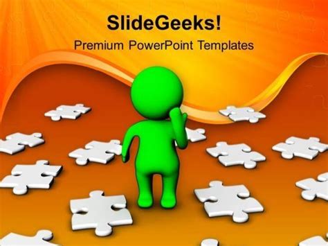 D Man Making Decision With Puzzle Pieces Powerpoint Templates Ppt