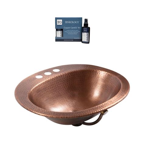 Sinkology Seville Antique Copper 20 Oval Drop In Bath Sink With Copper