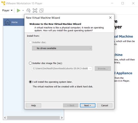 create windows server virtual machine in vmware player expert network