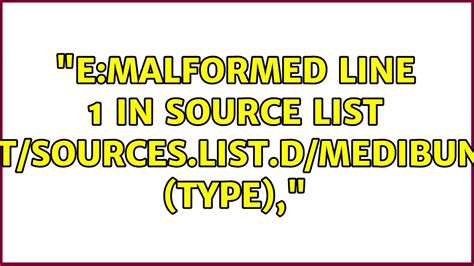 ubuntu e malformed line 1 in source list etc apt sources list d