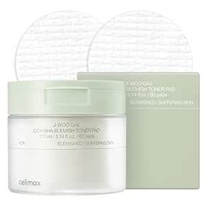 Amazon.com : celimax Ji.Woo.Gae Cica BHA Blemish Toner Pad - BHA, PHA ...
