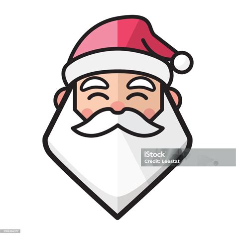 흰색 배경에 산타 클로스의 미니멀리스트 벡터 기호 이 디자인은 두꺼운 턱수염 모자 쾌활한 표정을 가진 스타일리시한 산타 얼굴이