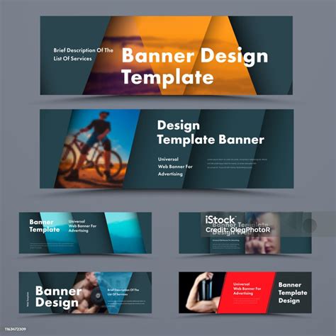 Seperangkat Besar Spanduk Web Hitam Horizontal Dalam Gaya Desain