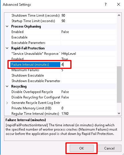 How To Setup Failure Settings For An Application Pool In IIS