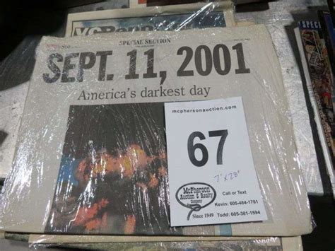 Four September 11th Newspapers In Platic Wrap Mcpherson Auction And Realty