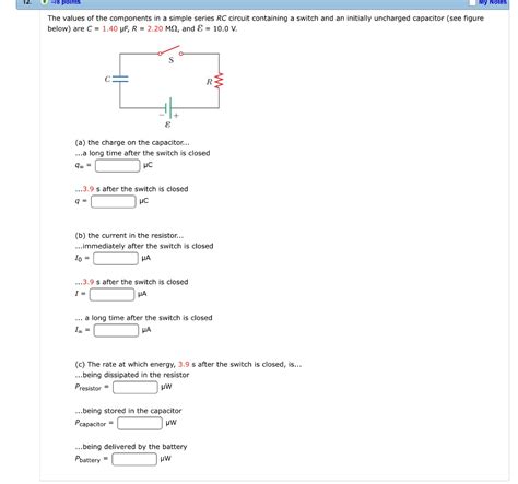 Solved The Values Of The Components In A Simple Series RC Chegg
